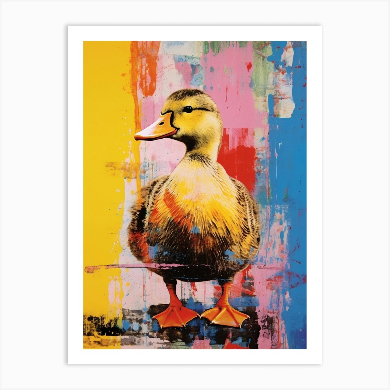 Duck Pop Art Risograph Inspired 4 Art Print by PopArt Pals - Fy