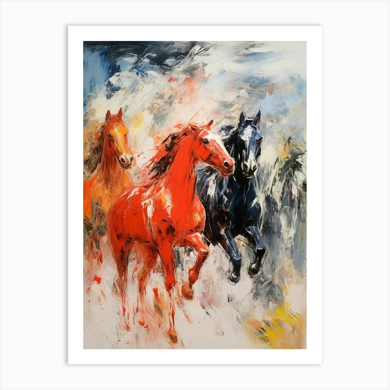 Horse Abstract Expressionism 4 Art Print by Abstract Art Expressions - Fy