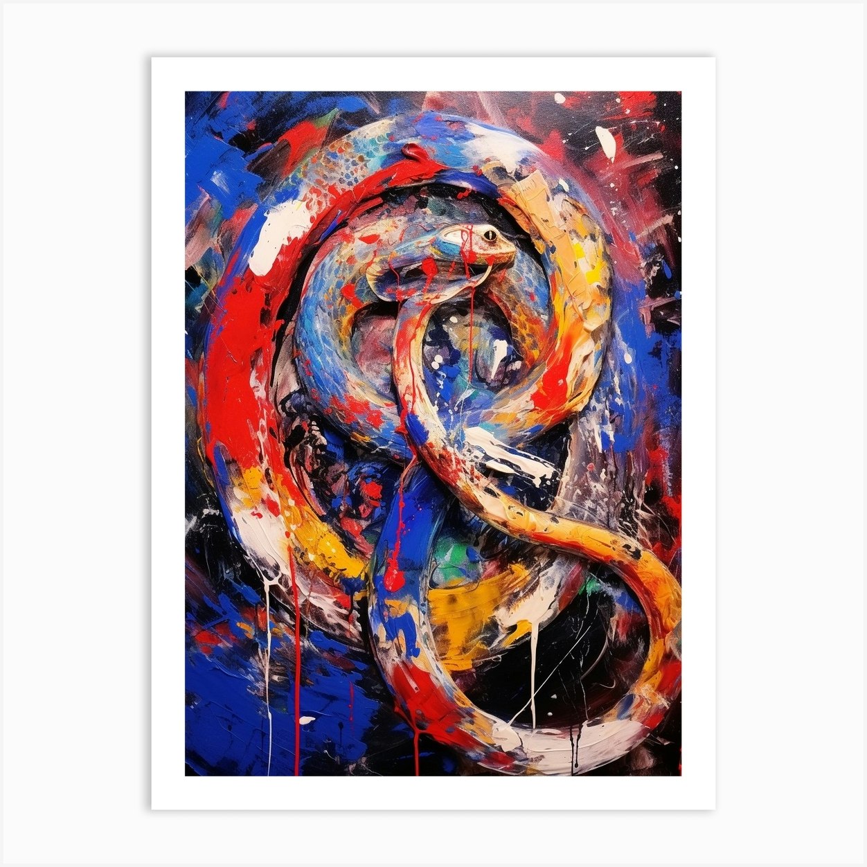 Snake Abstract Expressionism 3 Art Print by Abstract Art Expressions - Fy