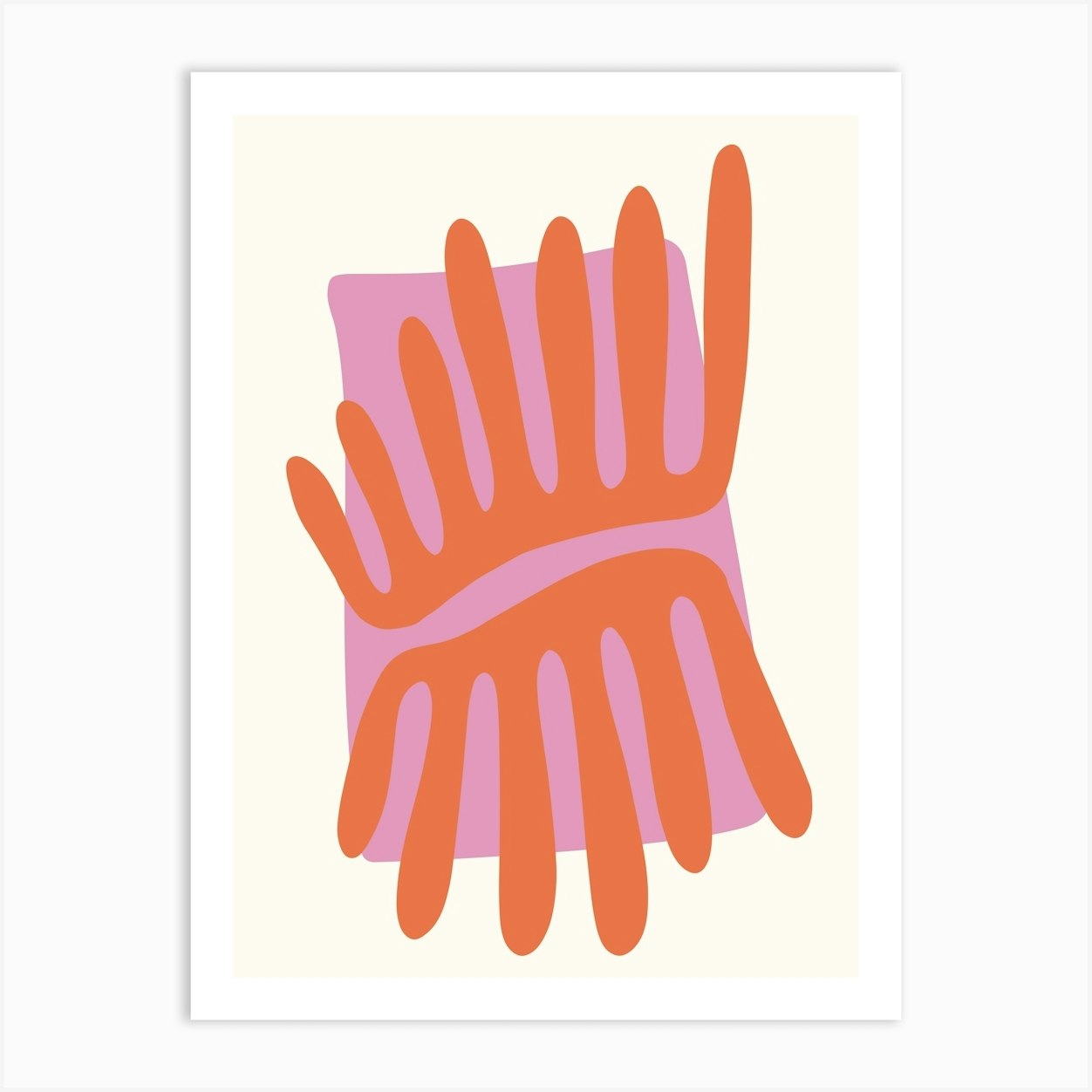 Pink and Orange Leaves Matisse Inspired Abstract Art Print by tramasdesign - Fy