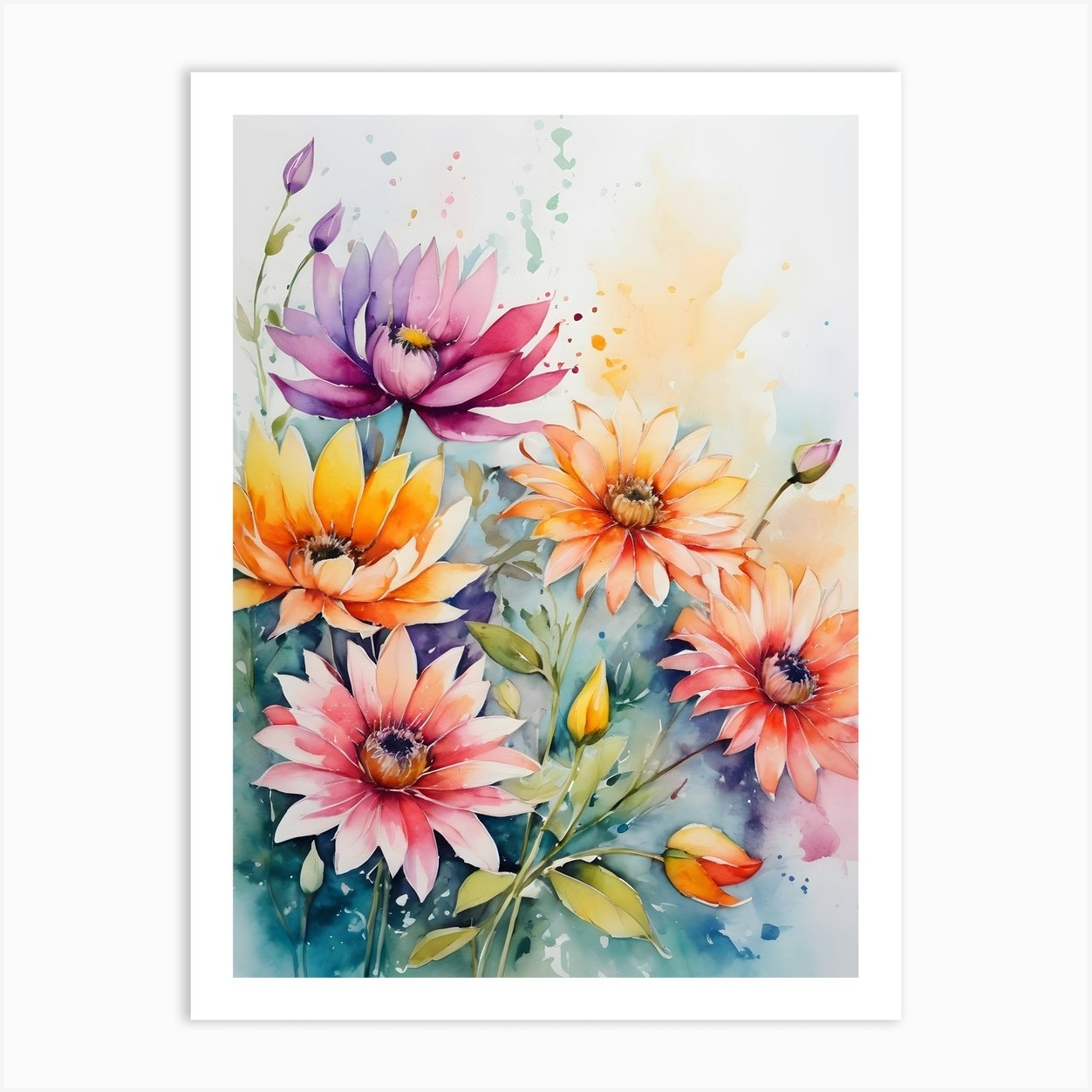 Watercolor Flowers 24 Art Print by Artozy - Fy