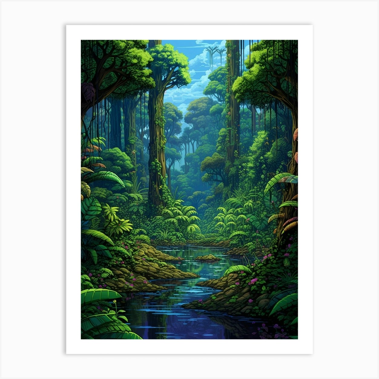 Daintree Rainforest Pixel Art 2 Art Print by PixelPerfect - Fy