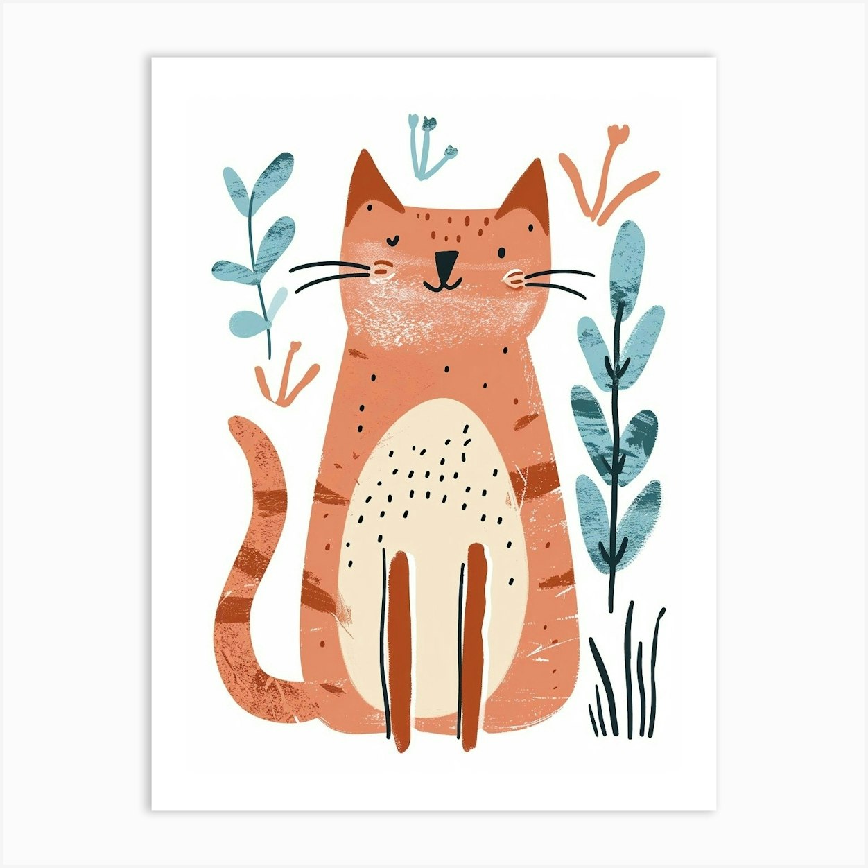 Cheetoh Cat Clipart Illustration 2 Art Print by Woof and Whiskers - Fy