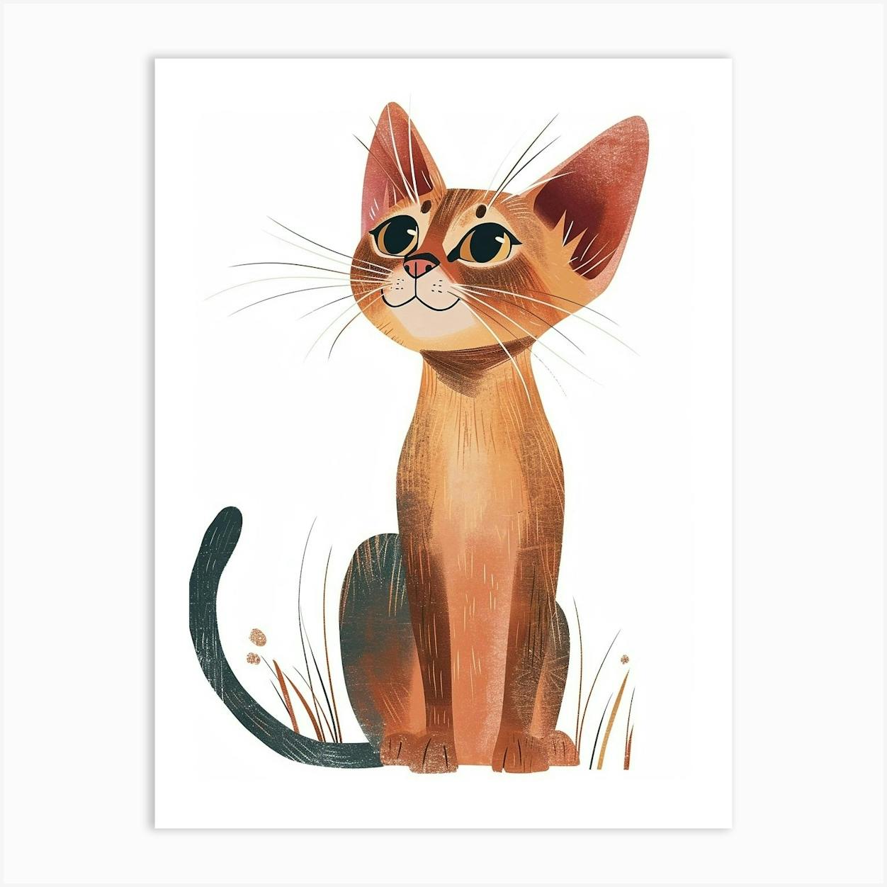 Abyssinian Cat Clipart Illustration 2 Art Print by Woof and Whiskers - Fy