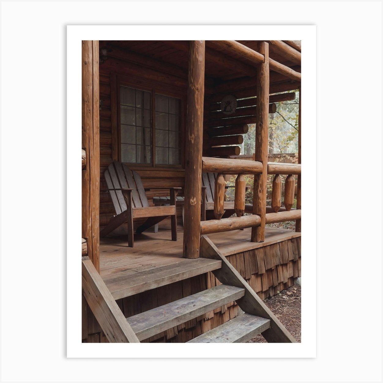 Log Cabin Front Porch Art Print by Western Range - Fy