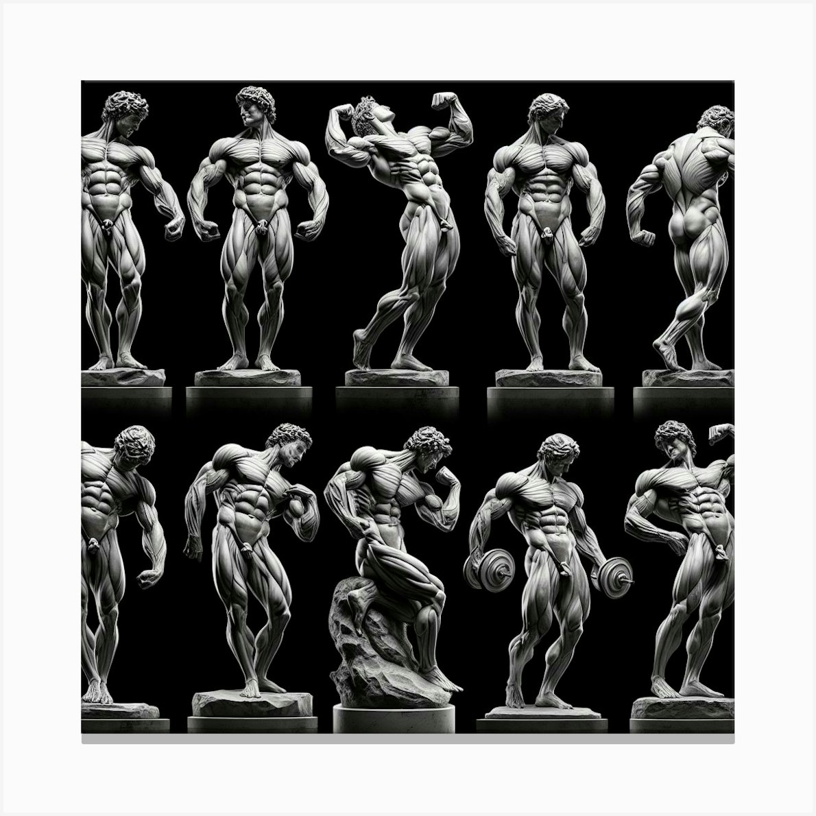 Bodybuilder Statues Canvas Print by Pistuzza - Fy