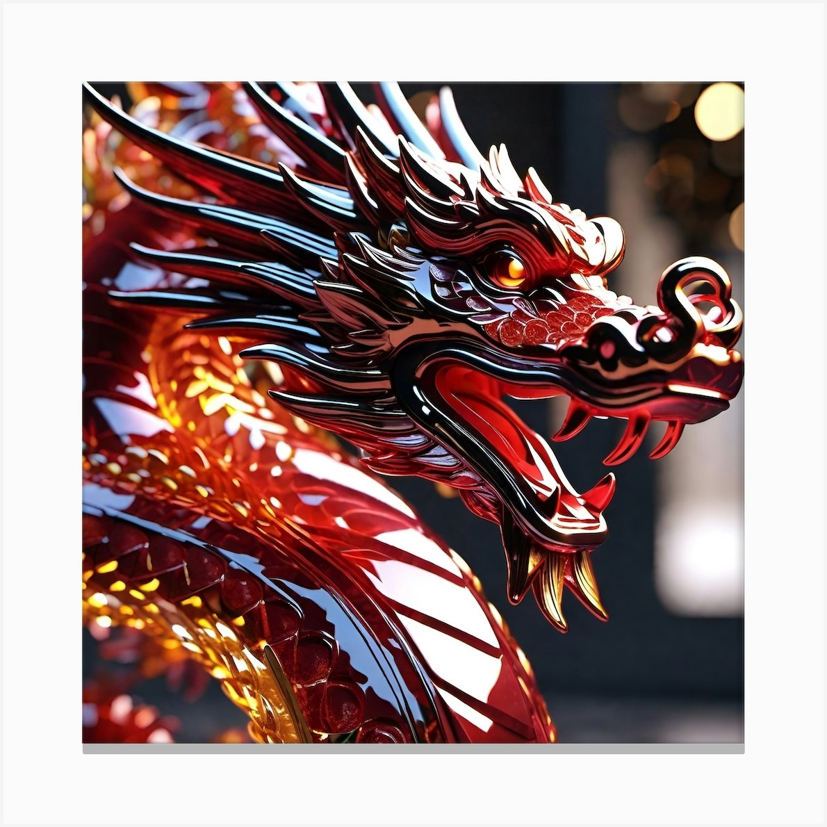 Glass Chinese Dragon 9 Canvas Print By Strangeforce Fy