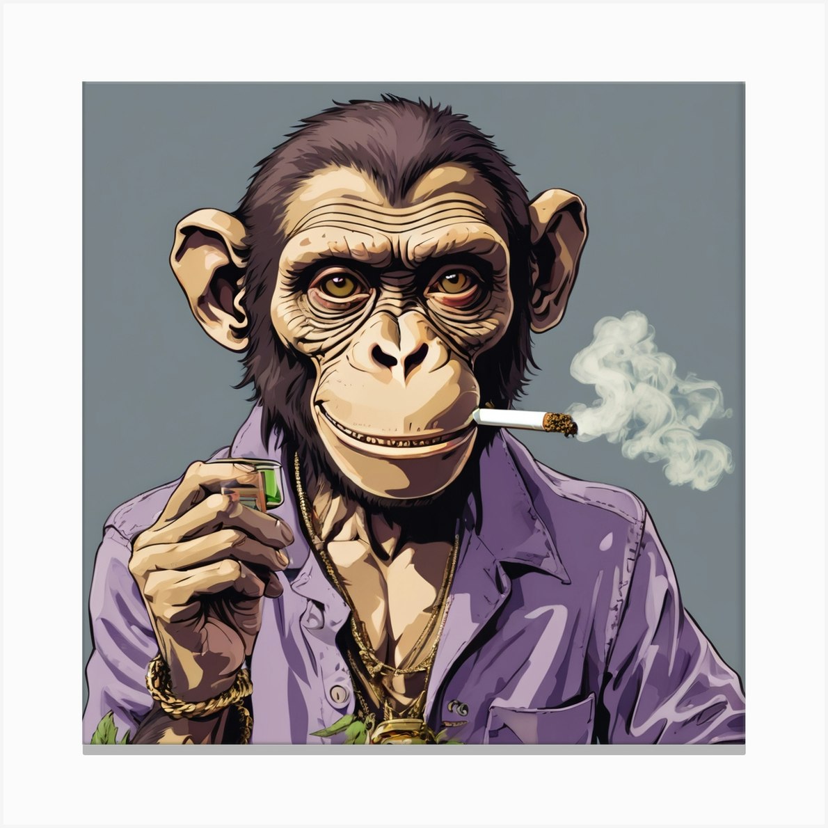 Chimpanzee Smoking A Cigarette Canvas Print by L1ilMissA707 - Fy