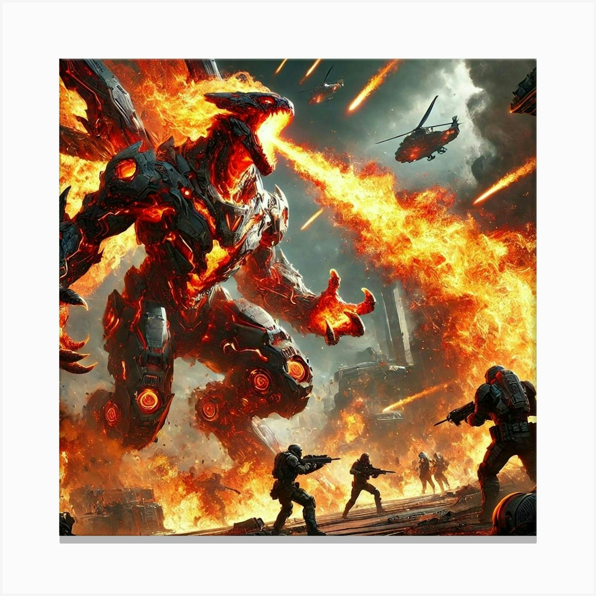 Flame Leviathan Flaming Roar Canvas Print by ACEDRAGON - Fy