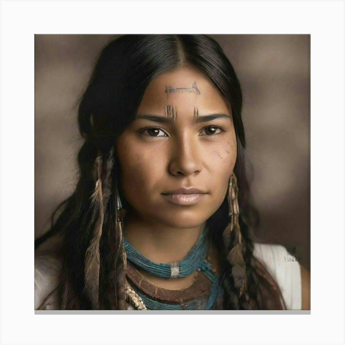 Portrait Of Native American Woman Canvas Print by Essence - Fy
