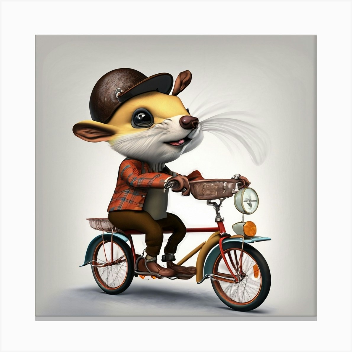 Mouse Riding A Bicycle 1 Canvas Print by Genky - Fy