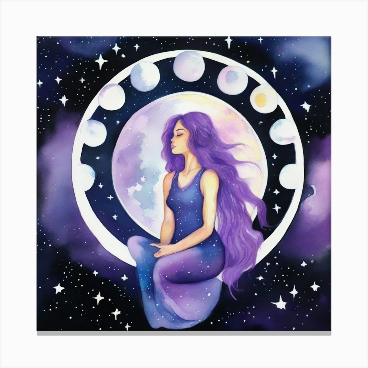 Moon Phase Painting Canvas Print by Malika lfalsse - Fy