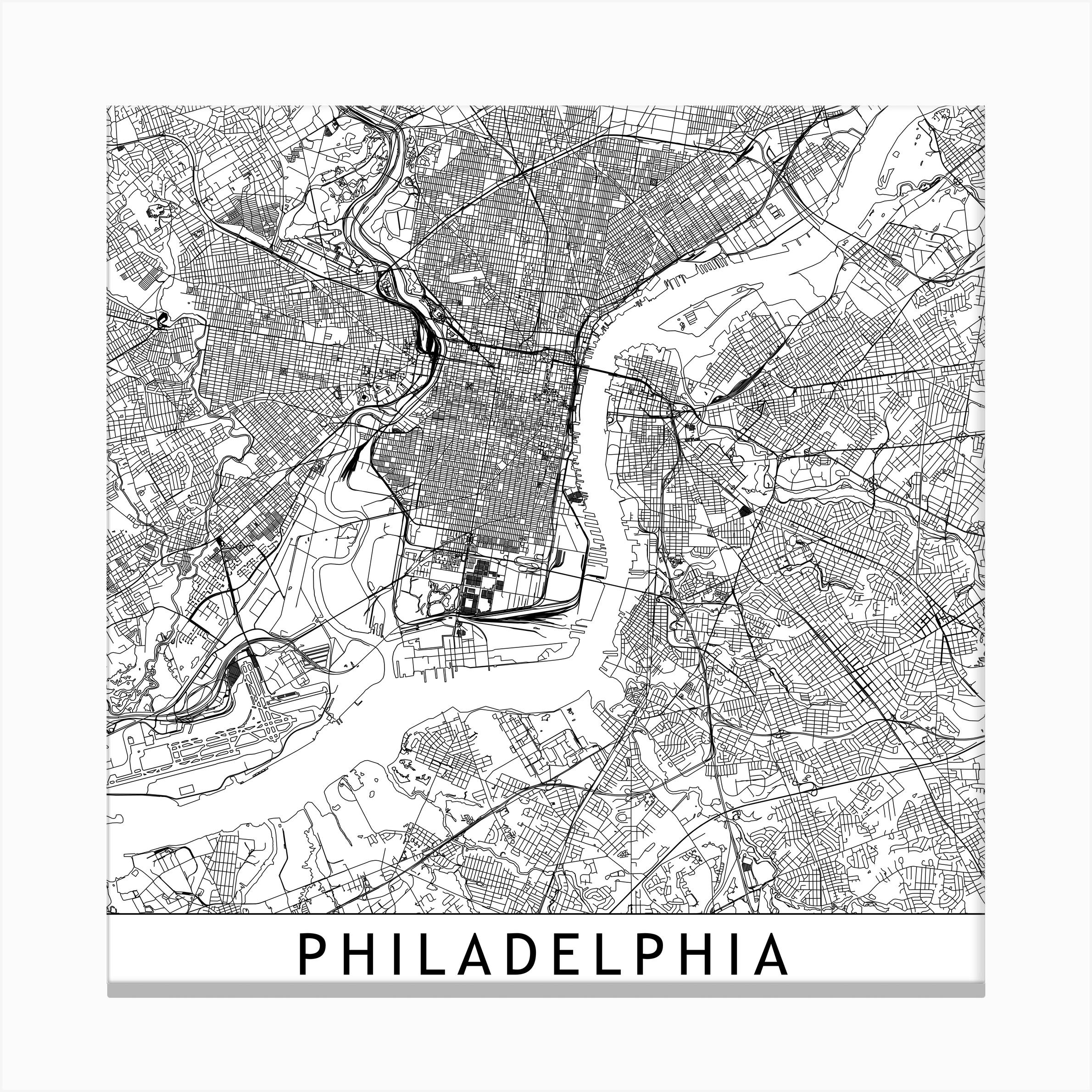 Philadelphia Map Canvas Print by multipliCITY - Fy