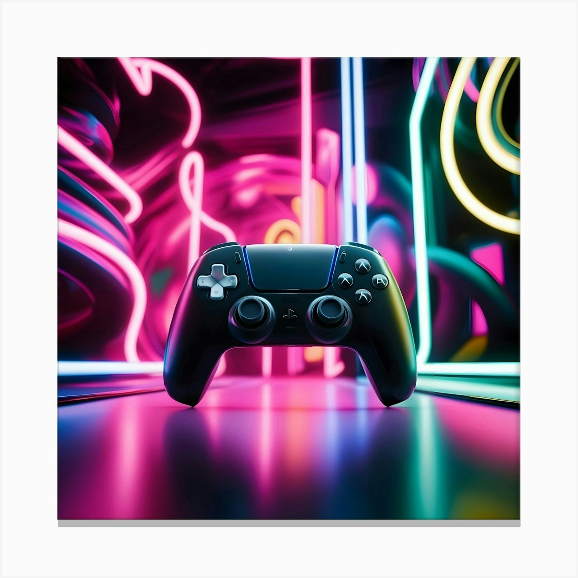 Neon Gaming Controller 3 Canvas Print by DJFicko - Fy