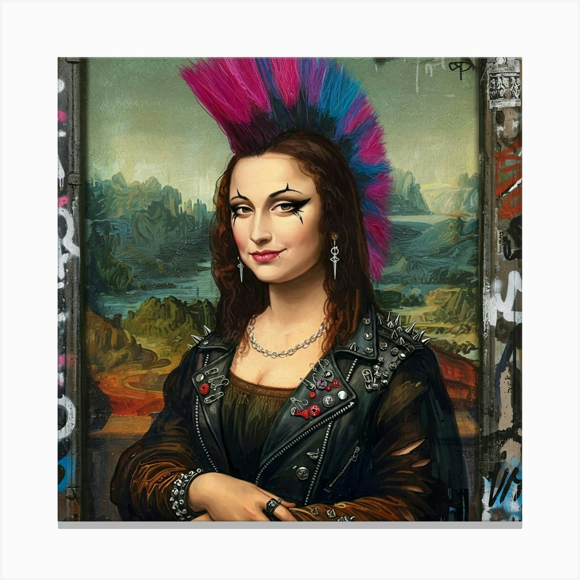 Mona Lisa Punk Art Revolution: Mona 2.0 Canvas Print by AI Masterpiece - Fy