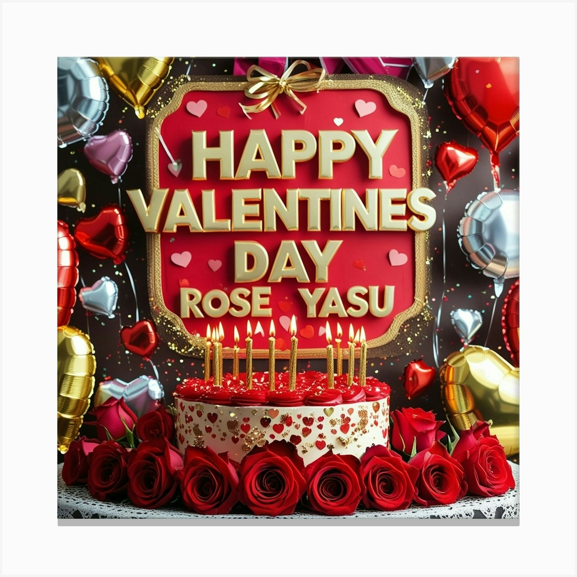 Happy Valentine'S Day Rose Yasu Canvas Print by Artistcom - Fy