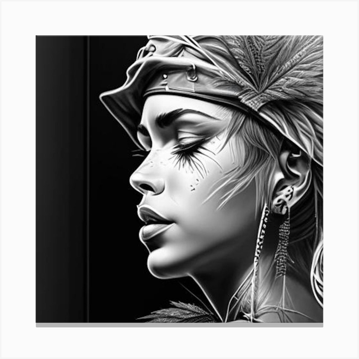 Portrait Of A Native American Woman Canvas Print by Digital Art ...