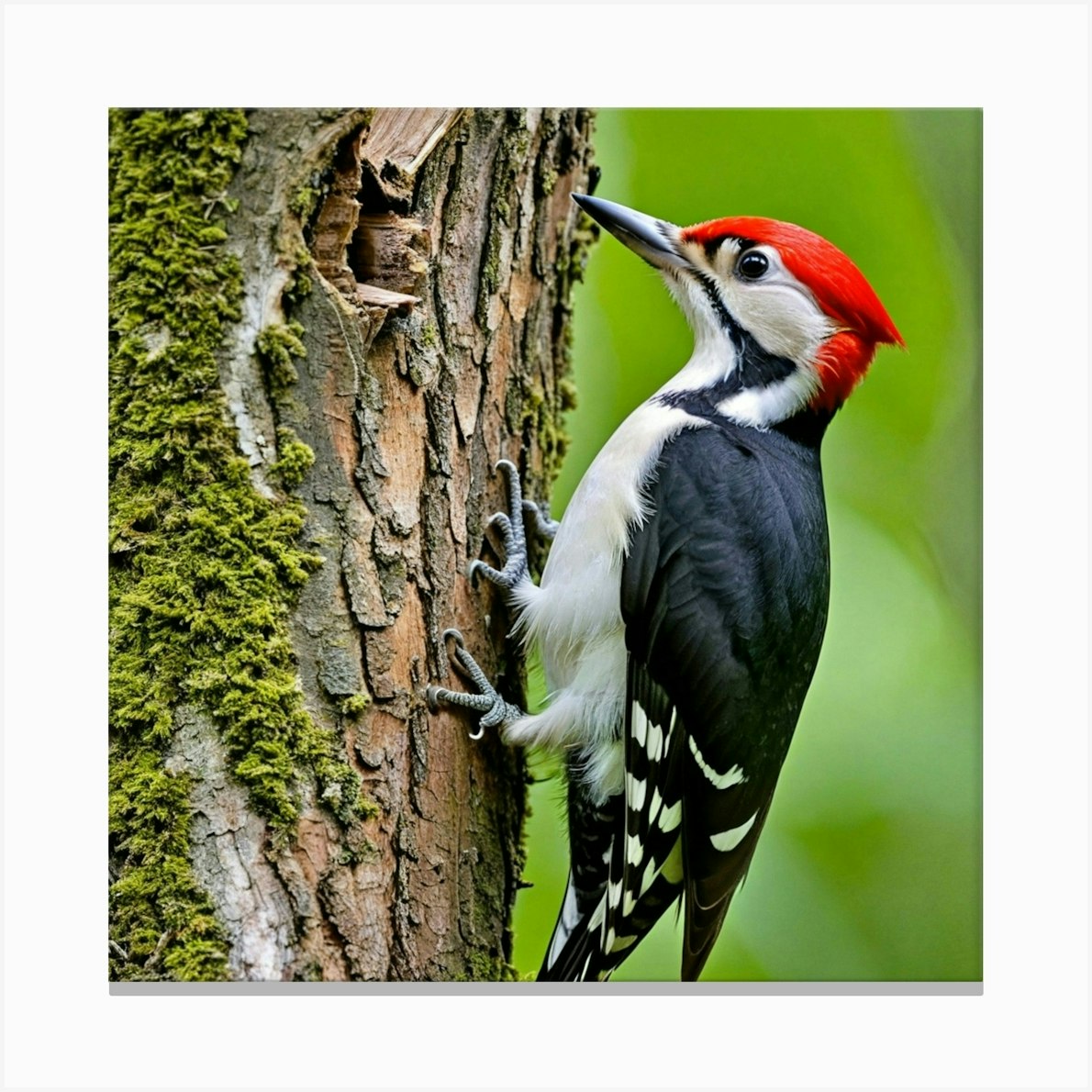 Woodpecker Bird Avian Feathers Beak Tree Drumming Forest Wildlife ...