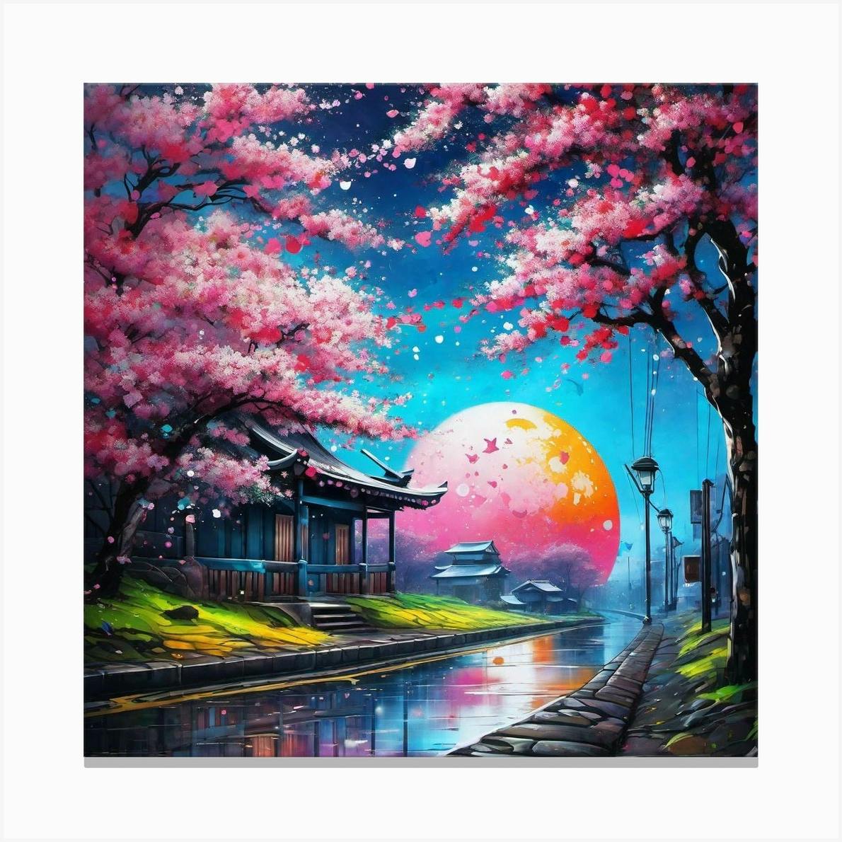Cherry Blossom Painting Canvas Print