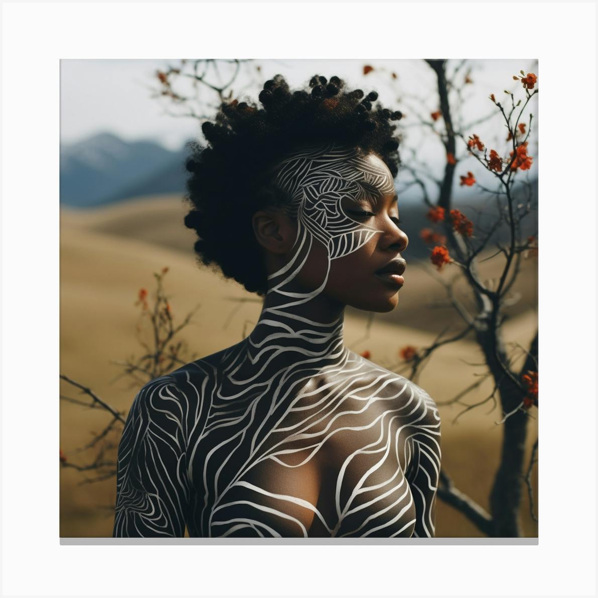 Zebra Body Painting Canvas Print