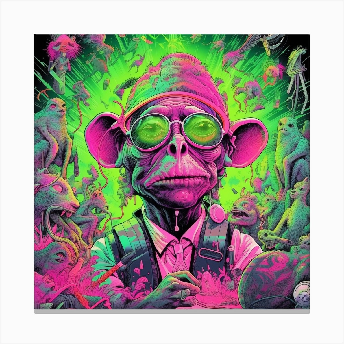 Psychedelic Monkey Canvas Print by David Arts - Fy