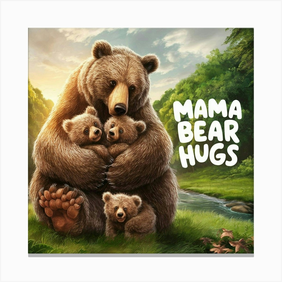 Mama Bear Hugs Canvas Print by 3d style - Fy