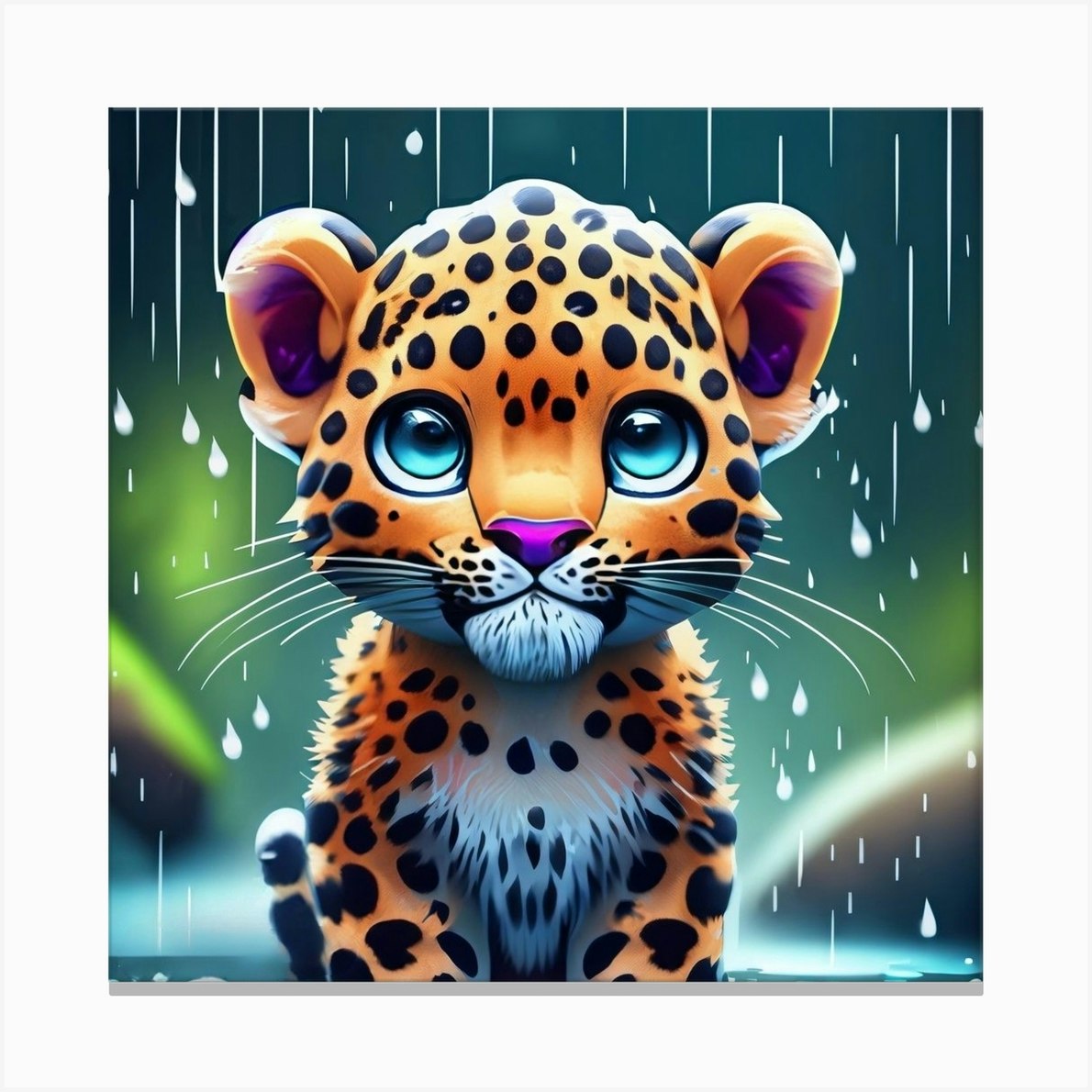 Leopard In The Rain 1 Canvas Print by Genky - Fy