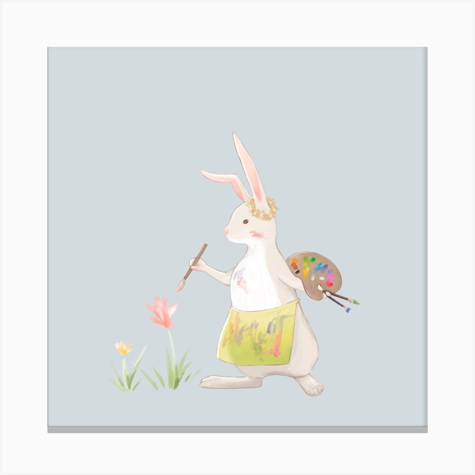 Pink Rabbit Art Print by w.okada - Fy