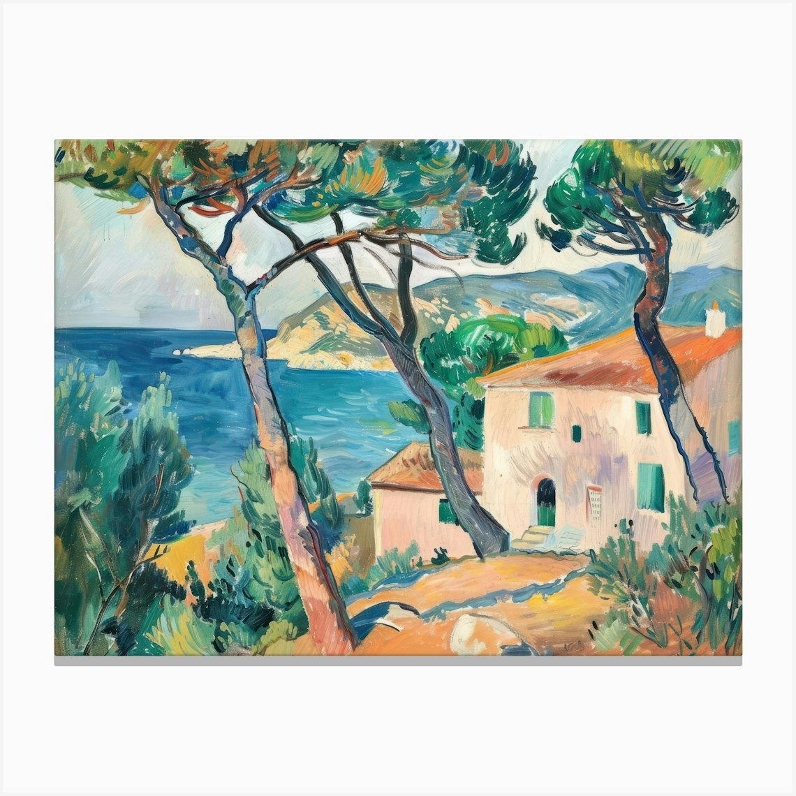 Water Village Vision Painting Inspired By Paul Cezanne Canvas Print by ArtEra Creations - Fy