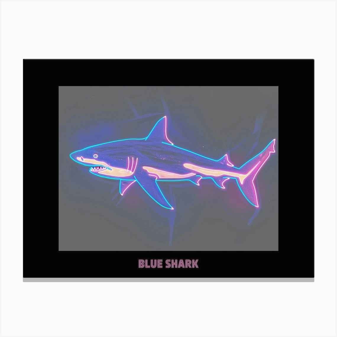 Neon Pastel Pink Blue Shark 4 Poster Canvas Print by Energy of the Sea - Fy