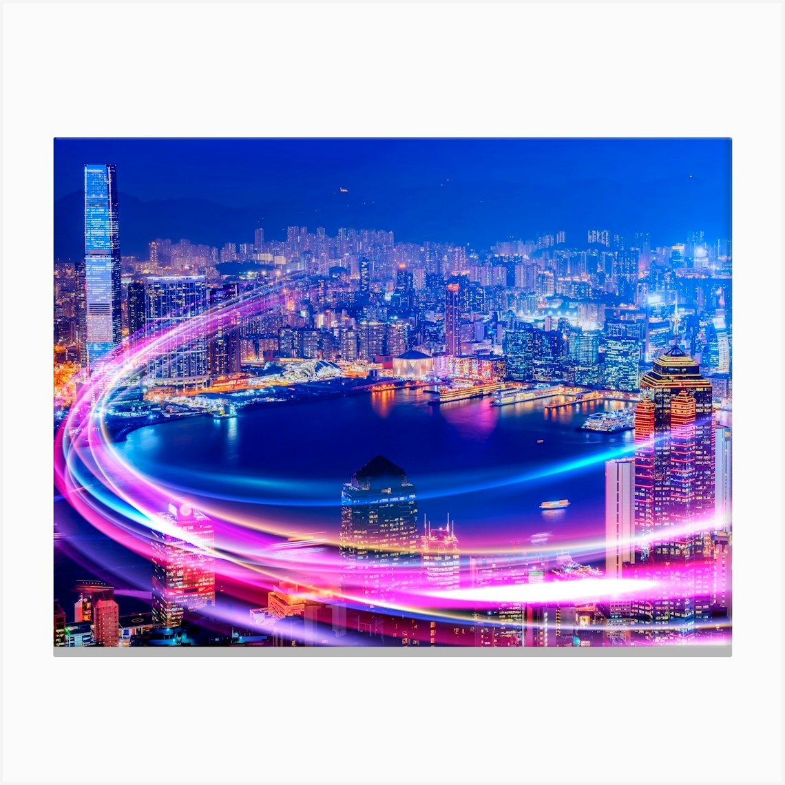 Neon city: Hong Kong (synthwave/vaporwave/retrowave/cyberpunk) — aesthetic poster Canvas Print ...