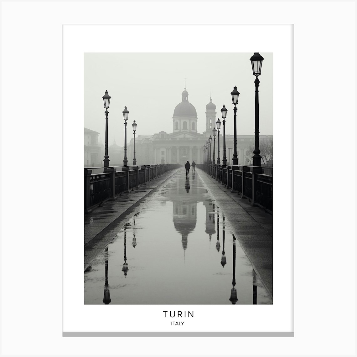 Poster Of Turin Italy Black And White Analogue Photography 1 Canvas