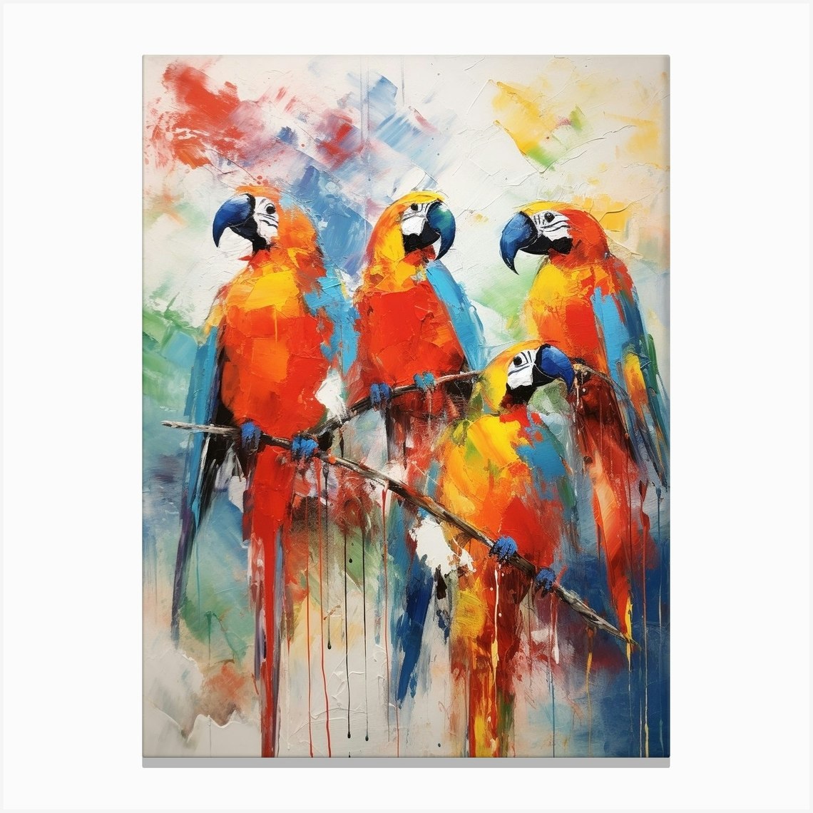 Parrots Abstract Expressionism 1 Canvas Print by Abstract Art Expressions - Fy