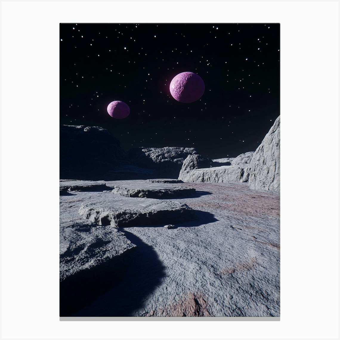 Pink Planets In Space Canvas Print by Rizwana Khan - Fy