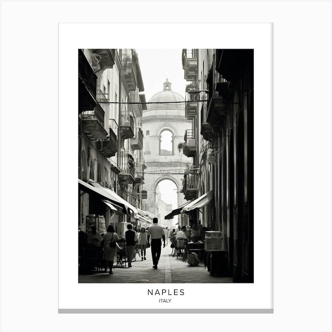 Poster Of Naples Italy Black And White Analogue Photography 4 Canvas