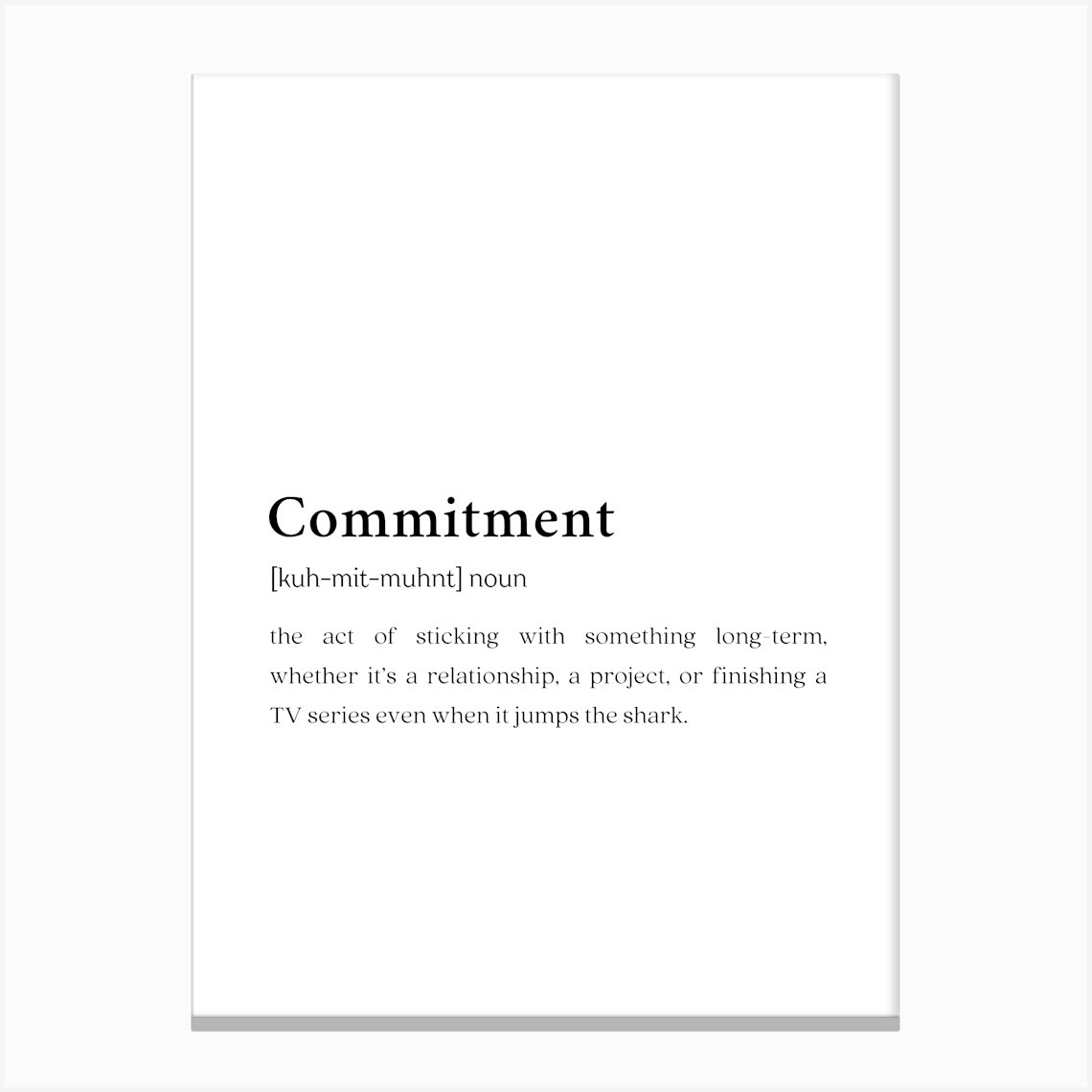 Commitment Funny Definition Wall Canvas Print by Shark Printables - Fy