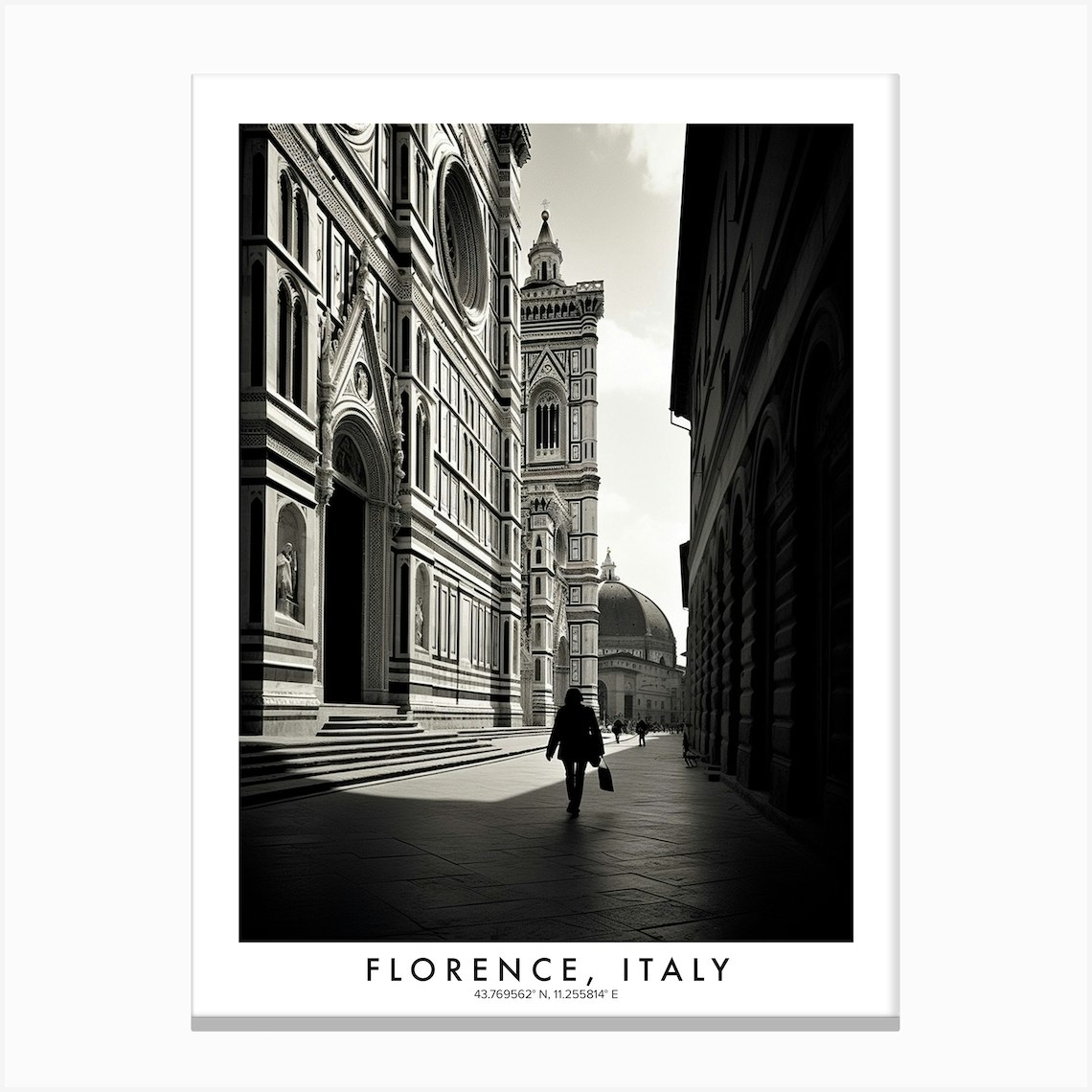Poster Of Florence Italy Black And White Analogue Photograph 4 Canvas
