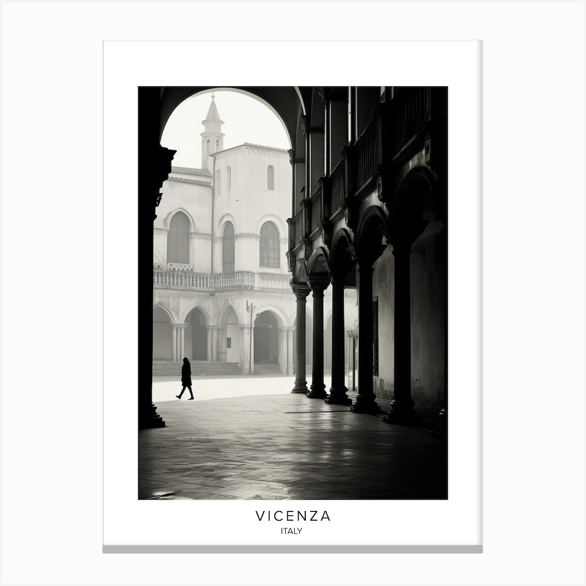 Poster Of Vicenza Italy Black And White Analogue Photography 1 Canvas