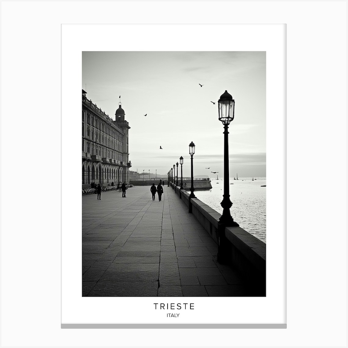 Poster Of Trieste Italy Black And White Analogue Photography 3 Canvas