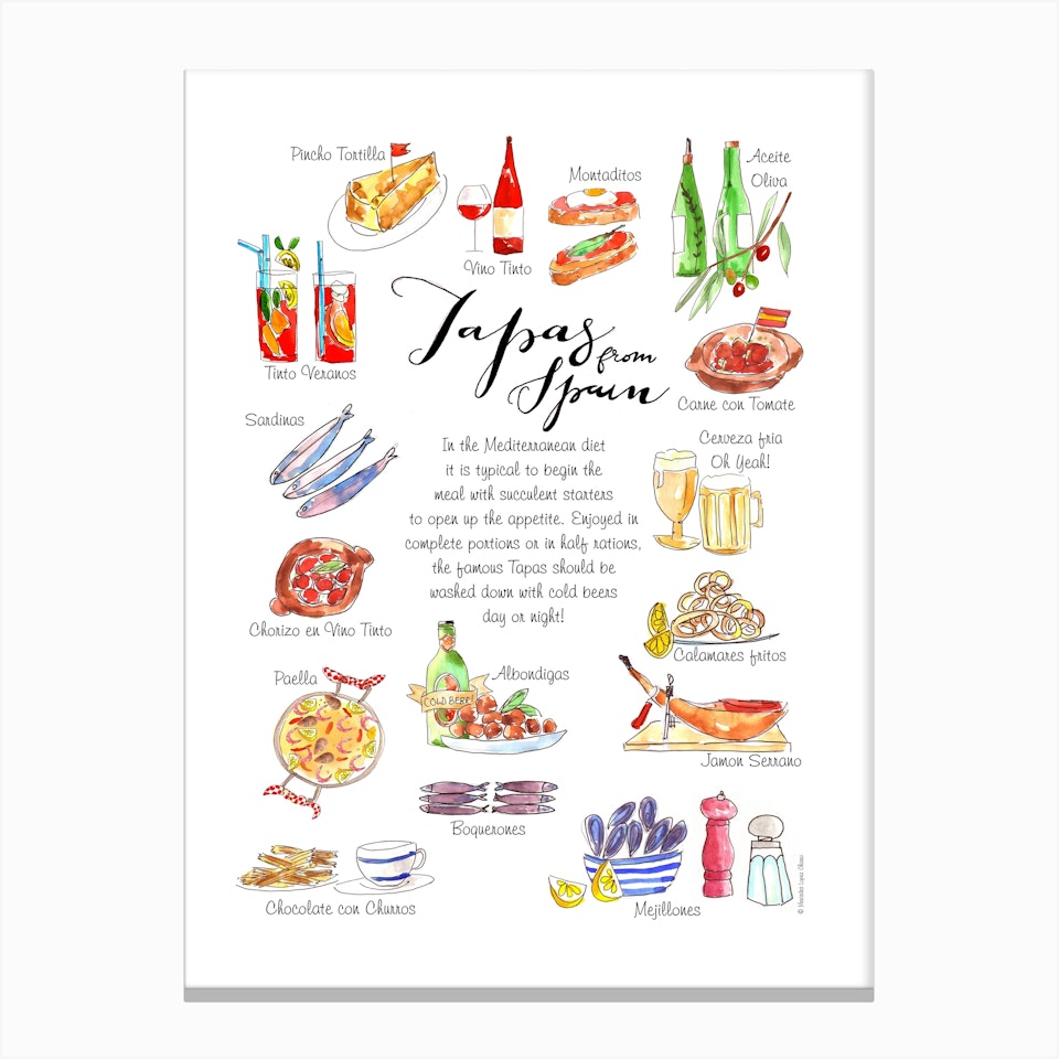 Tapas Spain Wall Art Print | Fast shipping | Fy