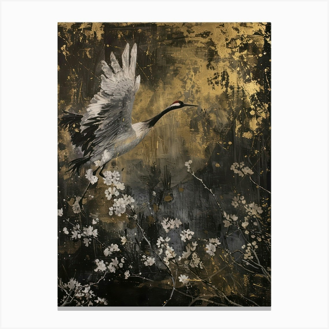 Flying Crane Effect Collage 3 Canvas Print by Tropic of Eden - Fy