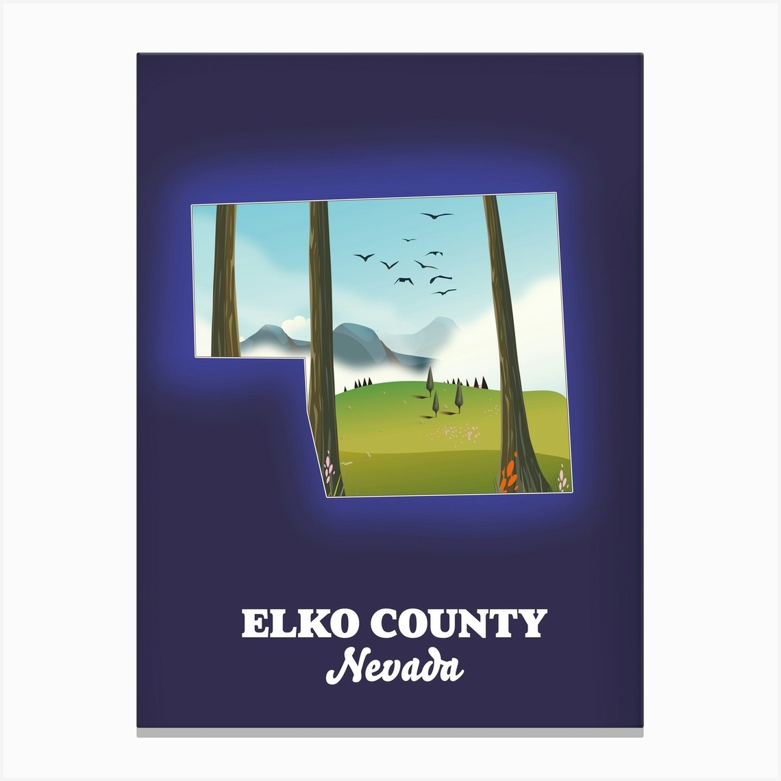 Elko County Nevada travel map Canvas Print by Nicks emporium - Fy