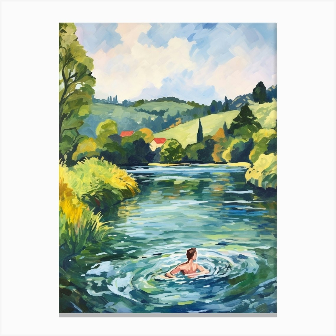 Wild Swimming At River Wye Herefordshire 1 Canvas Print By Travel Poster Collection Fy