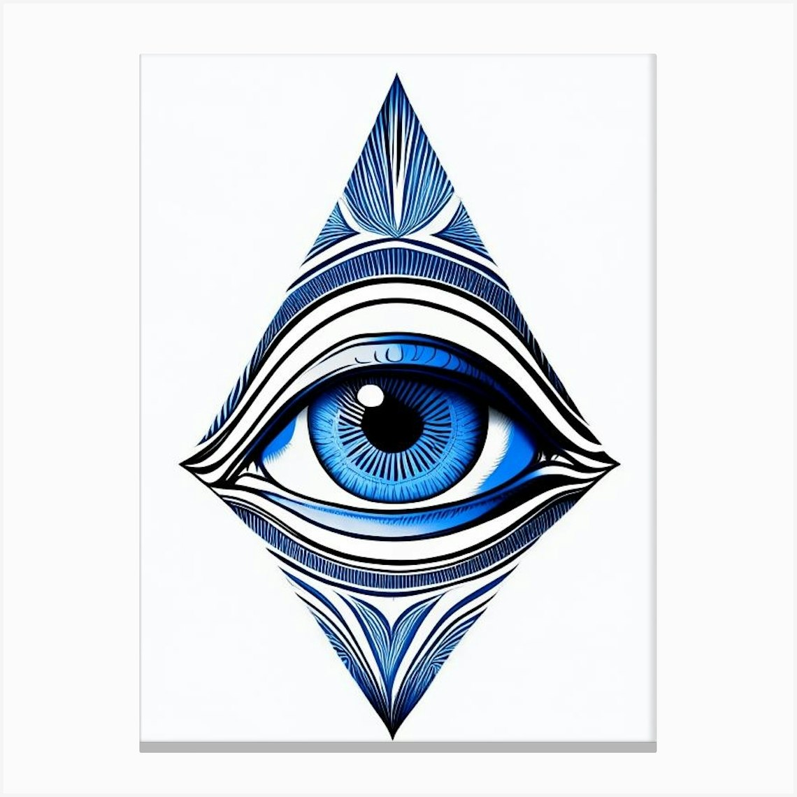 Celestial Eye, Symbol, Third Eye Blue & White 4 Canvas Print by ...