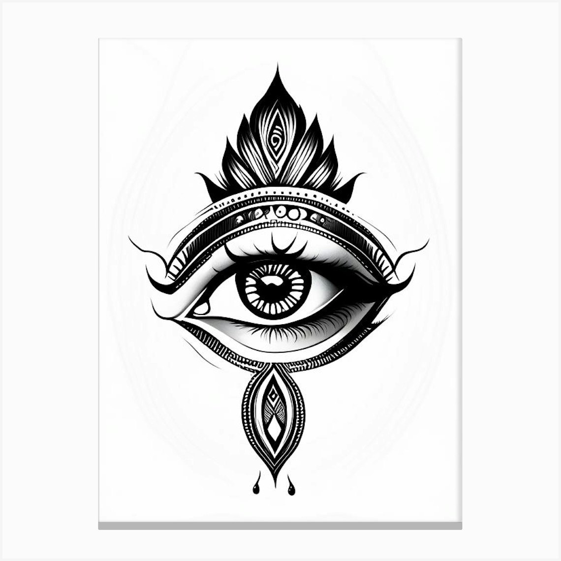 Bindu, Symbol, Third Eye Simple Black & White Illustration 1 Canvas Print by Symbolic ...