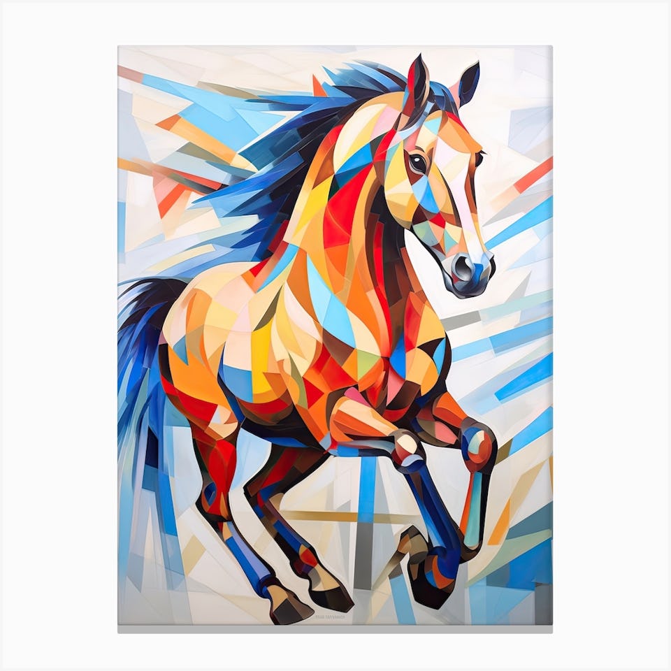 A Horse Painting In The Style Of Cubist Techniques 4 Art Print by ...