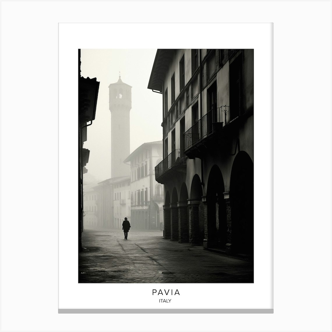Poster Of Pavia Italy Black And White Analogue Photography 1 Canvas