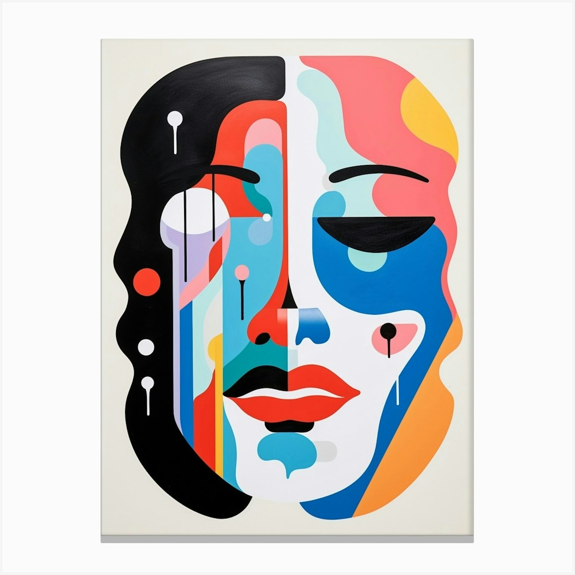 Colourful Abstract Face Eye Closed Canvas Print By Essence Lines Fy