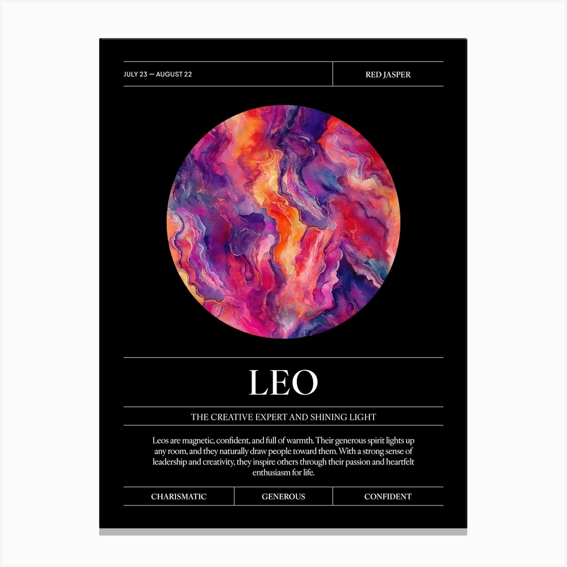 Red Jasper Crystal Gem, Leo Zodiac Sign Canvas Print by Nonsense Goods - Fy