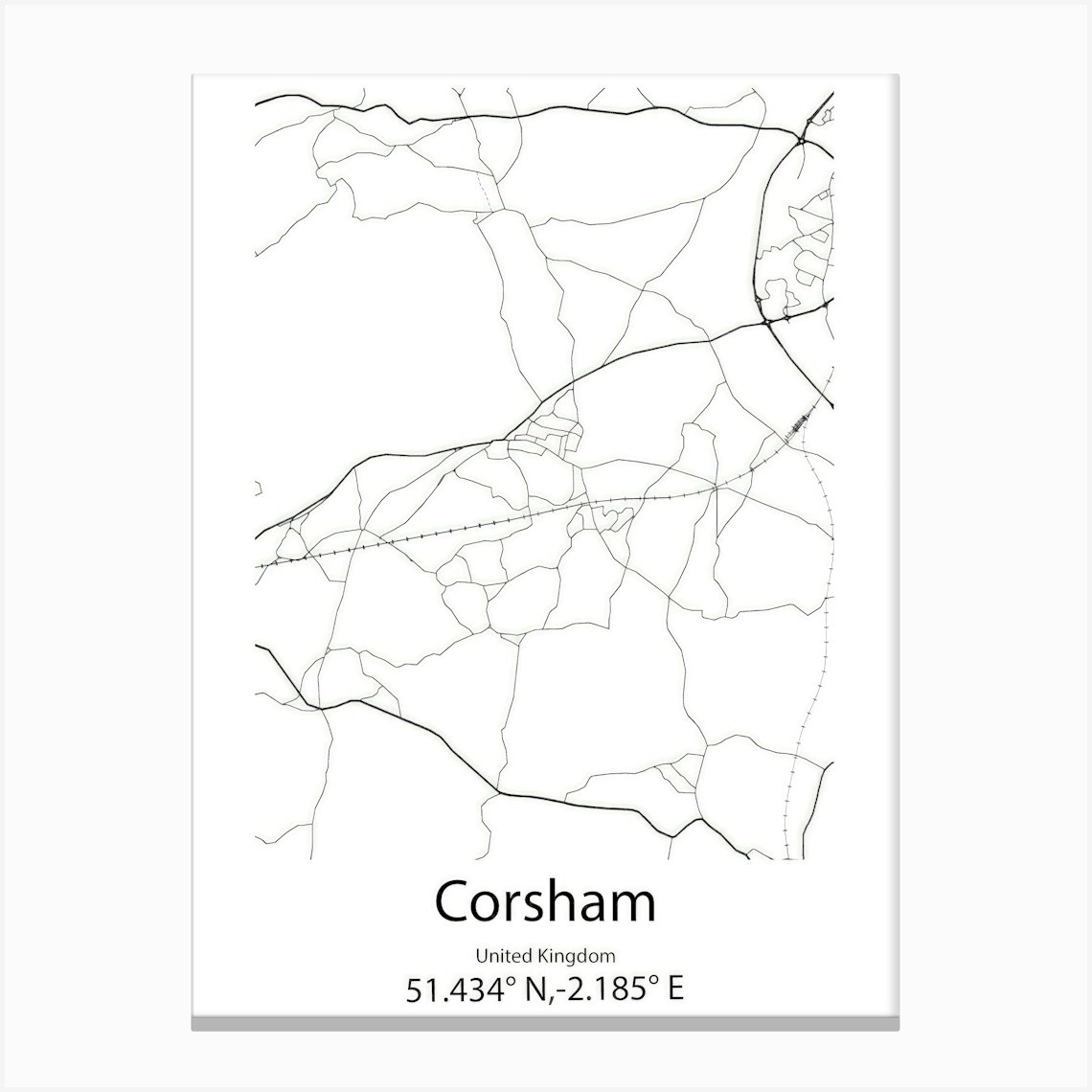 Corsham,United Kingdom Minimalist Map Canvas Print by Kamluu - Fy